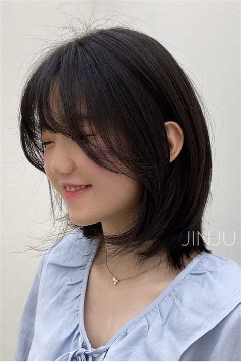 중단발 레이어드컷 Layered Cut 미디움 레이어드컷 사이드뱅 머리