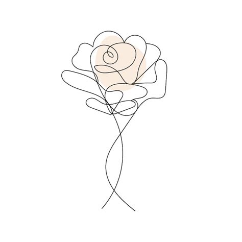 라인 아트 스타일의 한 선 그리기 미니멀 꽃 그림 프리미엄 벡터