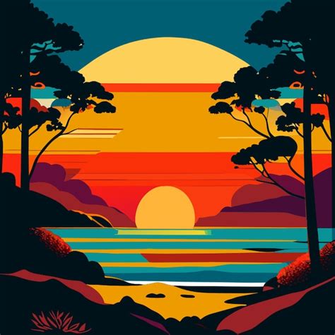 Premium Vector Sunset Vector Illustration