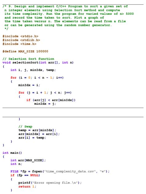 Selection Sortcsv With Graph Pdf Integer Computer Science
