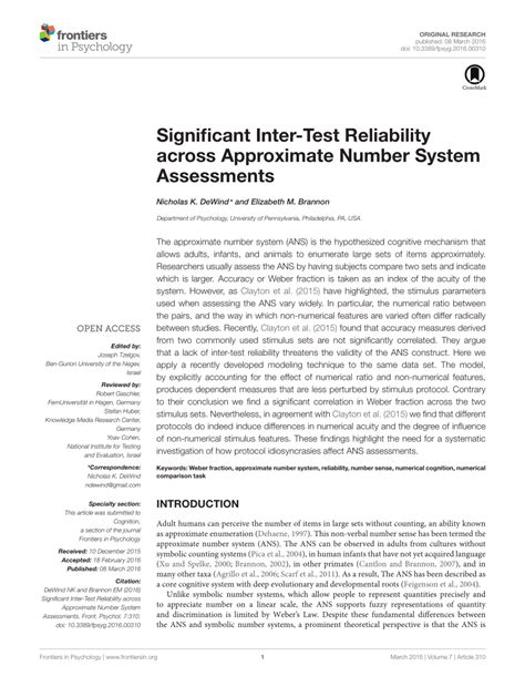 pdf significant inter test reliability across approximate number