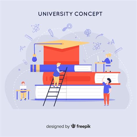 플랫 대학 개념 무료 벡터