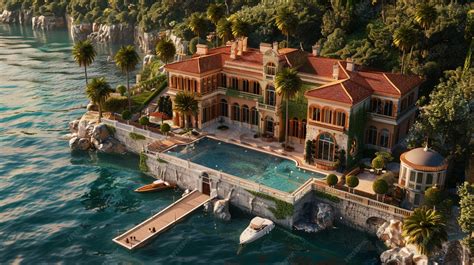 Premium Photo Luxury Waterfront Mansion With Pool Exclusive Coastal