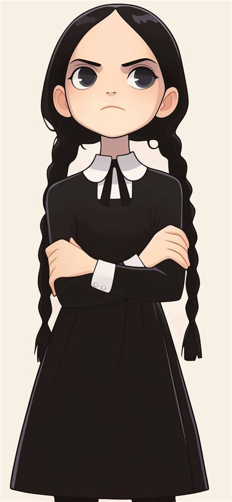 Wednesday Addams Cartoon Style Wallpapers Iphone Wallpapers