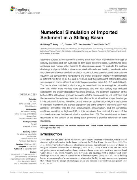 Pdf Numerical Simulation Of Imported Sediment In A Stilling Basin