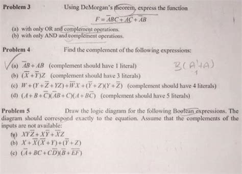 solved problem 3 using demorgan s theorem express the