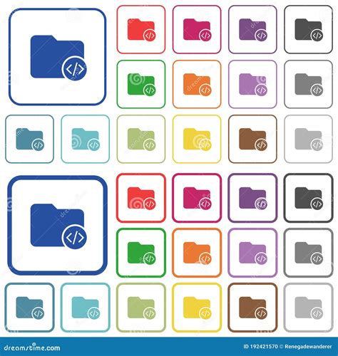 source code directory outlined flat color icons stock vector