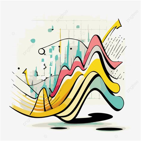 Line Graph Vector Sticker Clipart Colorful And Abstract Design Showing Two Waves On A Graph