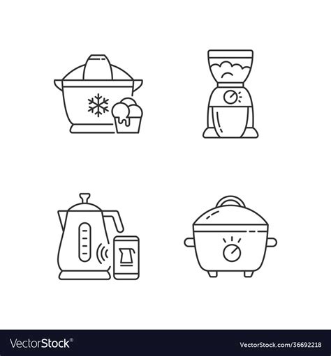 Electric Appliances Linear Icons Set Royalty Free Vector