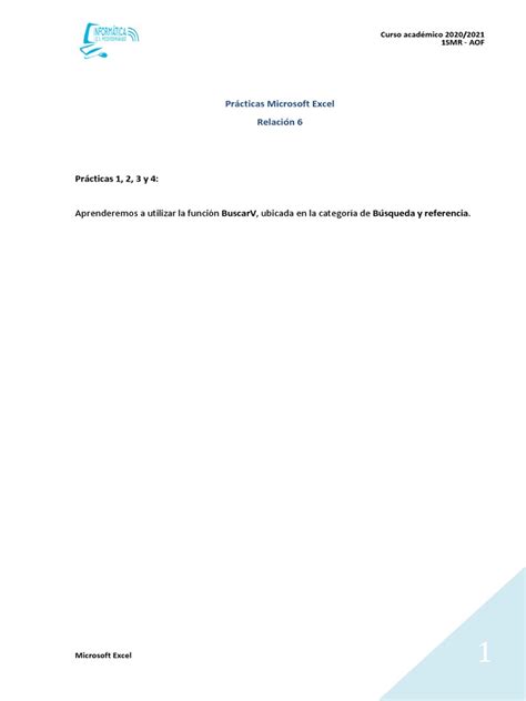 Prácticas Excel 6 Pdf Microsoft Excel Informática