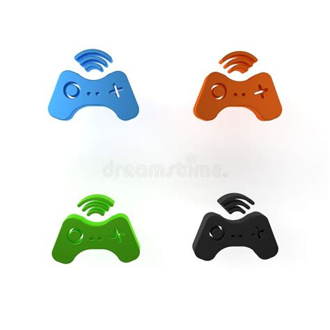 Colorful Wireless Gamepad Icon Isolated On White Background Game