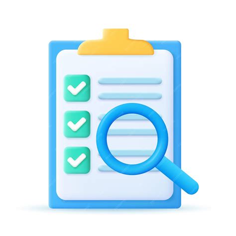Premium Vector 3d Render Clipboard With Magnifying Glass Magnifier