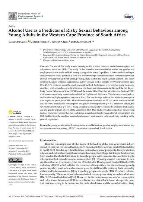 Pdf Alcohol Use As A Predictor Of Risky Sexual Behaviour Among Young Adults In The Western Pdf Alcohol Use As A Predictor Of Risky Sexual Behaviour Among Young Adults In The Western