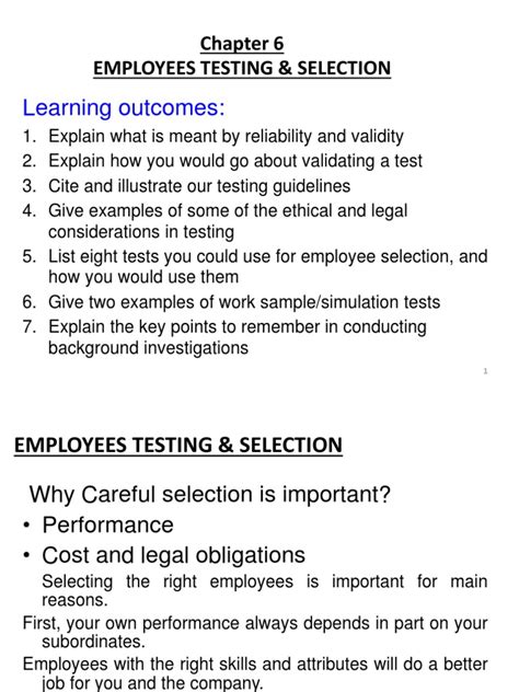 Employees Testing And Selection Pdf Background Check Validity Statistics