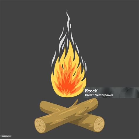 Ilustrasi Terisolasi Dari Kayu Unggun Membakar Api Unggun Dan Api Tumpukan Vektor Menyalakan