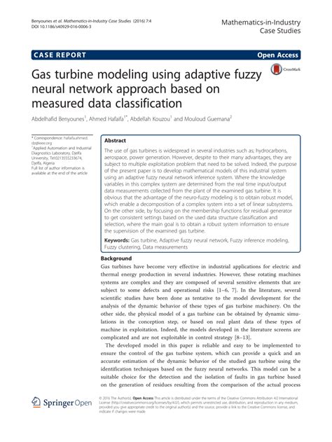 Pdf Gas Turbine Modeling Using Adaptive Fuzzy Neural Network Approach Based On Measured Data