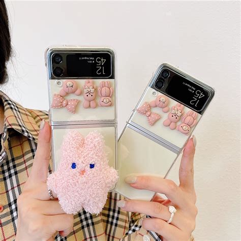 Samsung Galaxy Z Flip Case Korea Cute Cartoon D Doll Bracket Phone Cases For Samsung Galaxy Z