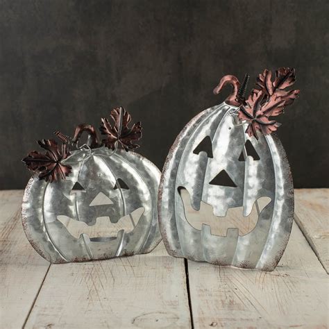 Factory Direct Craft Spooky Metal Jack O Lantern Candle Holders For