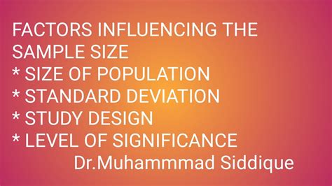 Sample Size And Factors Affecting The Sample Size Youtube