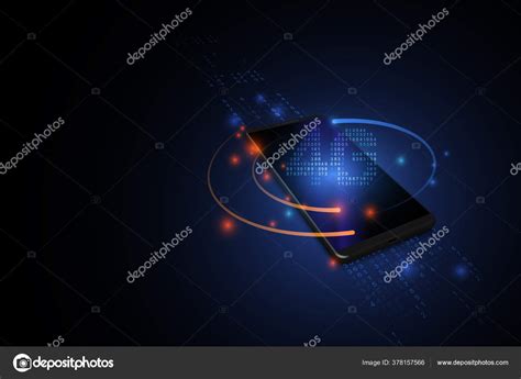 Technology Background Digital Data Mobile Networks Blue Background New Generation Stock Vector