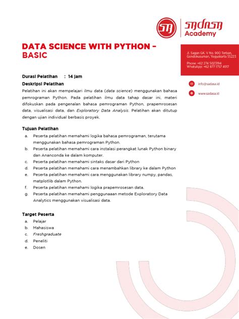 silabus data science with python basic pdf