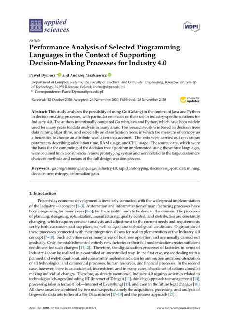 Pdf Performance Analysis Of Selected Programming Languages In The Context Of Supporting