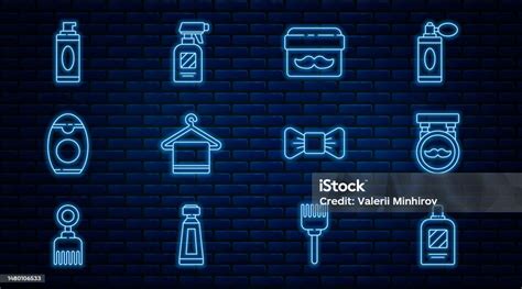 세트 라인 샴푸 병 이발소 크림 또는 로션 화장품 항아리 수건 걸이 면도 젤 폼 나비 넥타이 및 미용사 권총 스프레이 병 아이콘