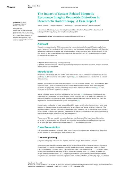 Pdf The Impact Of System Related Magnetic Resonance Imaging Geometric Distortion In