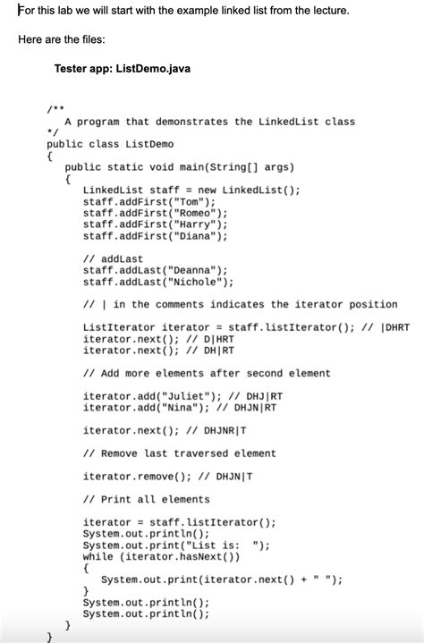 Solved His Lab We Will Start With The Example Linked List Chegg Com
