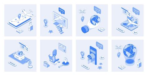 Premium Vector Booking 3d Isometric Concept Set With Isometry Icons Design For Web Collection