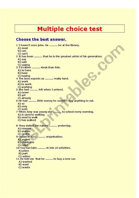 Multiple Choice Quiz Answers