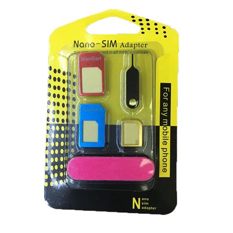 5 In 1 Universal Mini SIM Card Adapter Storage Case Kits For Nano Micro SIM Card TF Memory Card