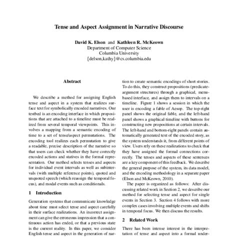 Tense And Aspect Assignment In Narrative Discourse Acl Anthology