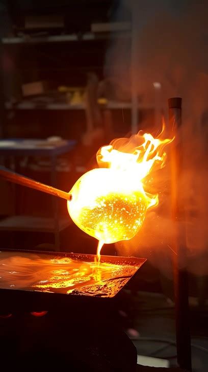 Free Molten Glass Shaping Image Glassmaking Molten Glowing