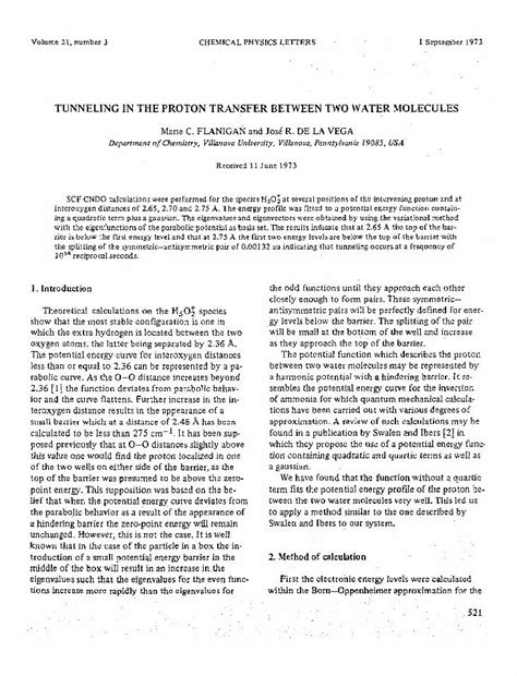 Pdf Tunneling In The Proton Transfer Between Two Water Molecules Dokumen Tips