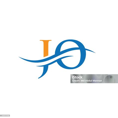 비즈니스 및 회사 정체성에 대한 Swoosh 편지 Jo 로고 디자인 모던 한 트렌디 한 워터 웨이브 Jo 로고 결정체에 대한