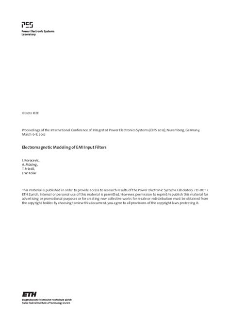 pdf electromagnetic modeling of emi input filters