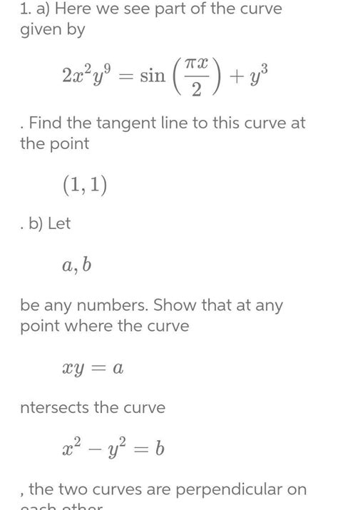 [answered] 1 a here we see part of the curve given by 2x y sin find the