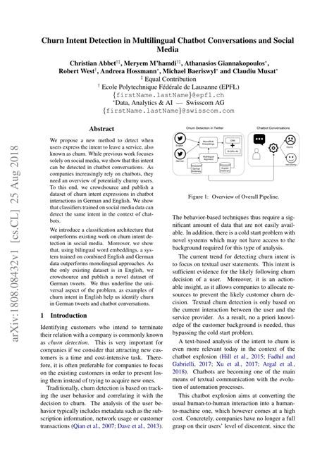 Pdf Churn Intent Detection In Multilingual Chatbot Conversations And