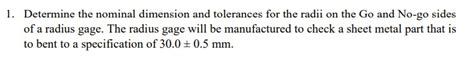 Solved Determine The Nominal Dimension And Tolerances For Chegg