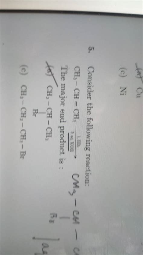 (c) \mathrm{Ni} Consider the following reaction: \mathrm{CH}{3}-\mathrm{C..