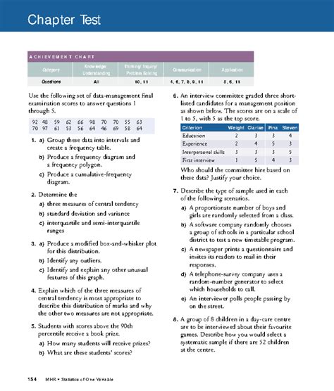 2 one variable statistics pg88 155 154 mhr statistics o f o ne