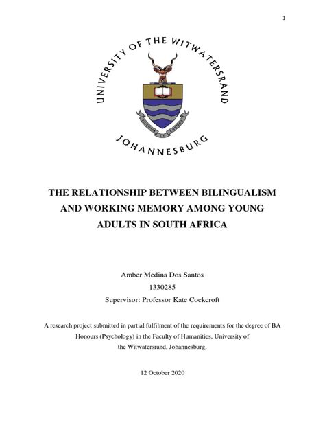 The Relationship Between Bilingualism And Working Memory Pdf