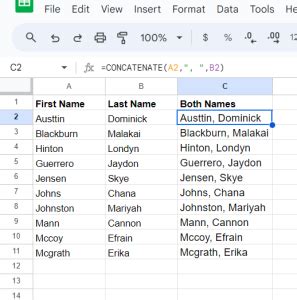 Ways To Combine First And Last Names In Google Sheets