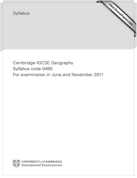 Syllabus Cambridge Igcse Geography Syllabus Code 0460