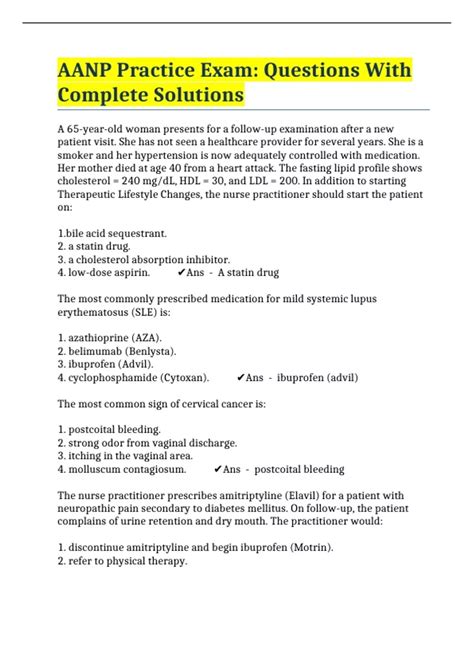AANP Practice Exam Questions With Complete Solutions AANP Stuvia US