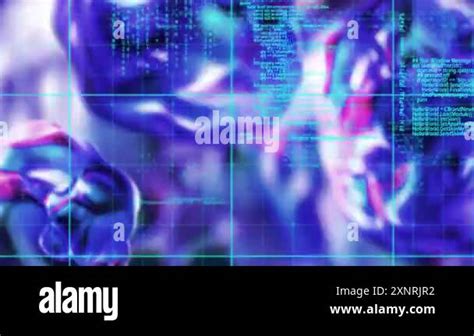 Digital Code And Data Processing Animation Over Abstract Blue And