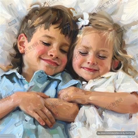 Ai创作图儿童厚涂油画肌理 孪生儿之一 两小无猜插画 男孩女孩图片 男孩女孩小孩儿童 油画小孩 小男孩小女孩天真烂漫 手绘男孩女孩 情侣彩水画 高清手绘儿童 小男孩小女孩儿童小人 羞涩爱情现代