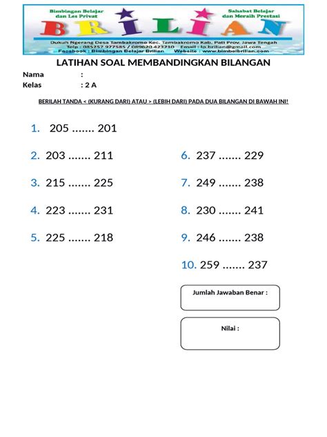 Soal Membandingkan Bilangan Kelas 2 Sd Level 5 Pdf