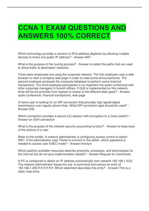 ccna 1 exam questions and answers 100 correct ccna 1 stuvia us